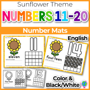 Number Counting Mats 11-20: Sunflower Theme - Life Over C's Club