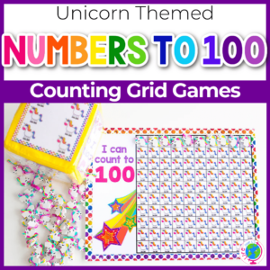 Counting Grids 10, 20, 100: Unicorn Theme - Life Over C's Club