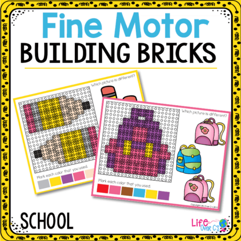 Fine Motor Mats: Bricks: School - Life Over C's Club