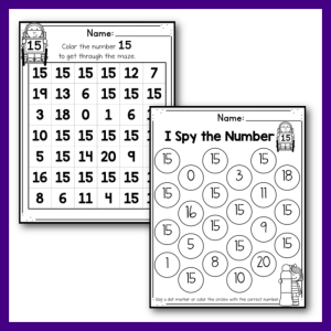 Numbers 1-20 Worksheets: Number 15 - Life Over C's Club