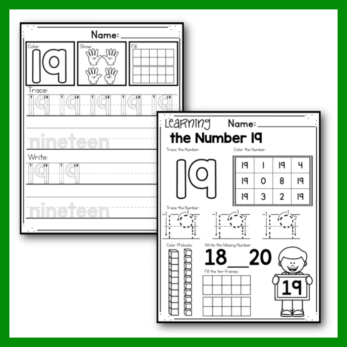 Numbers 1 20 Worksheets Number 19 Life Over C s Club