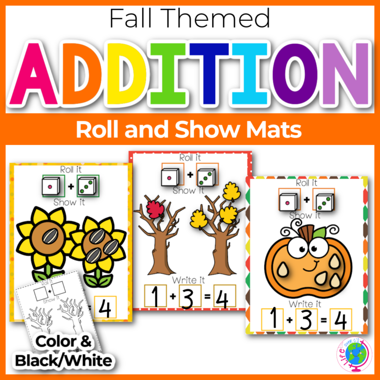 Addition Roll and Show Mats: Fall - Life Over C's Club